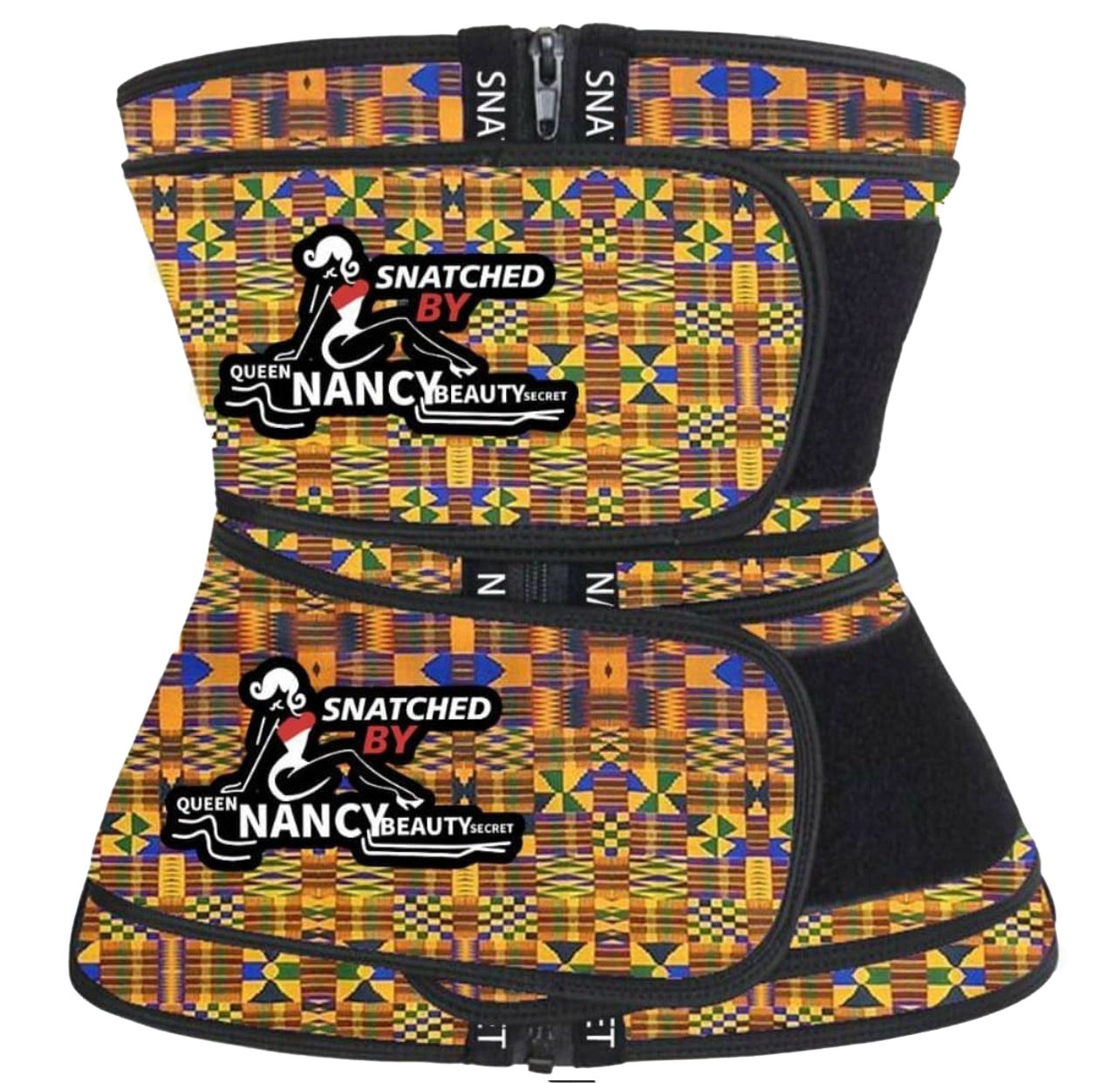 African Print Double Strap Waist Trainer - Snatchedbyqueennancy